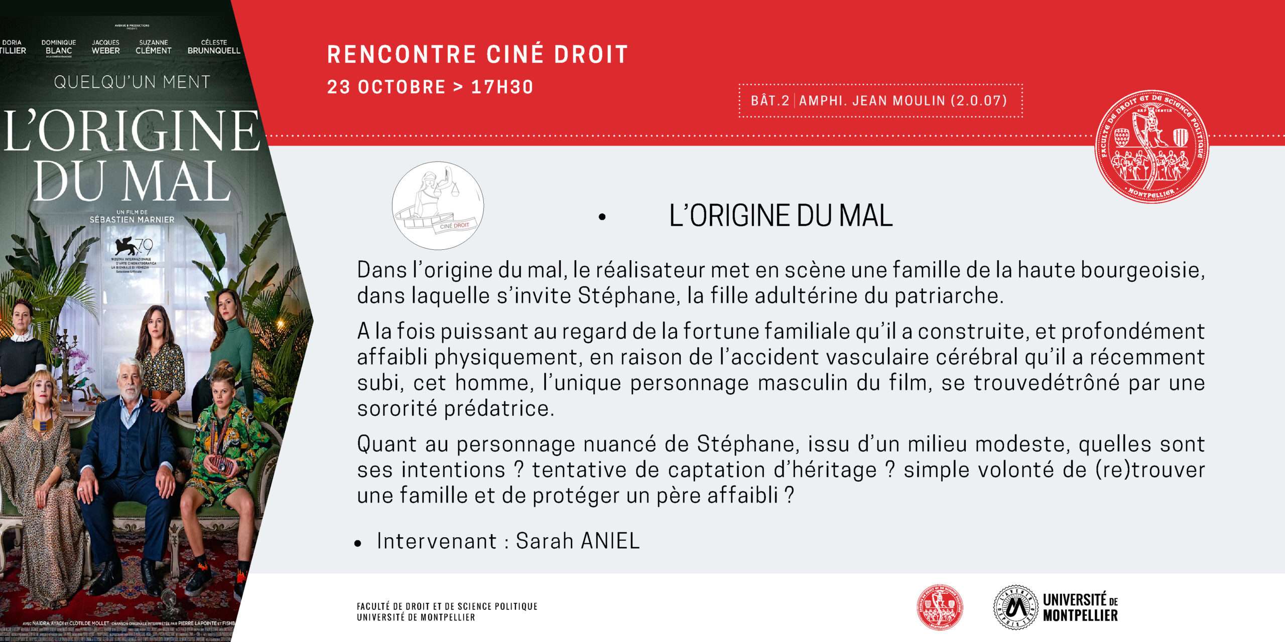 Rencontre ciné Droit : L'origine du mal - Faculté de Droit et de ...